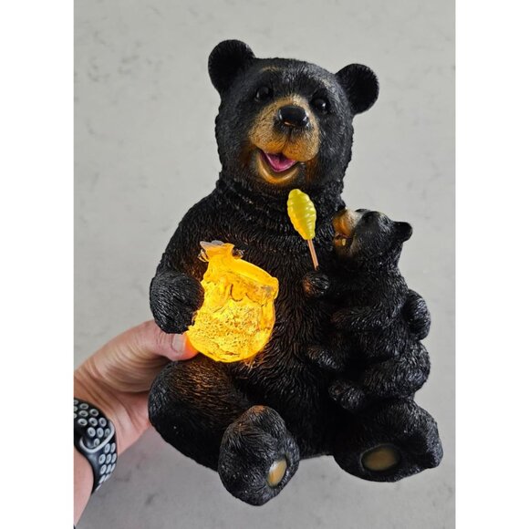 Other | New Solar Garden Statues Loving Bear Figurine Lights For ...